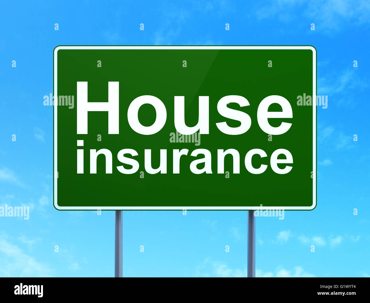 Insurance concept: House Insurance on road sign background Stock Photo ...