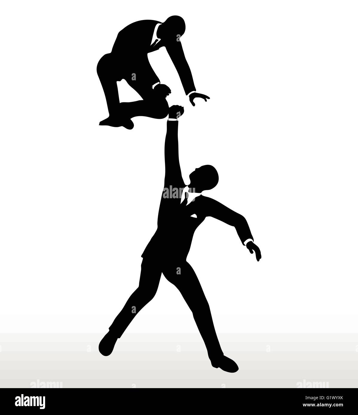 silhouette of two businessmen team holding on with a helping hand Stock ...