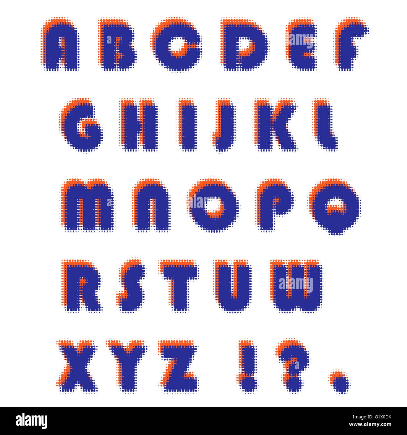 Set of Letters. Halftone Alphabet Isolated Stock Photo - Alamy