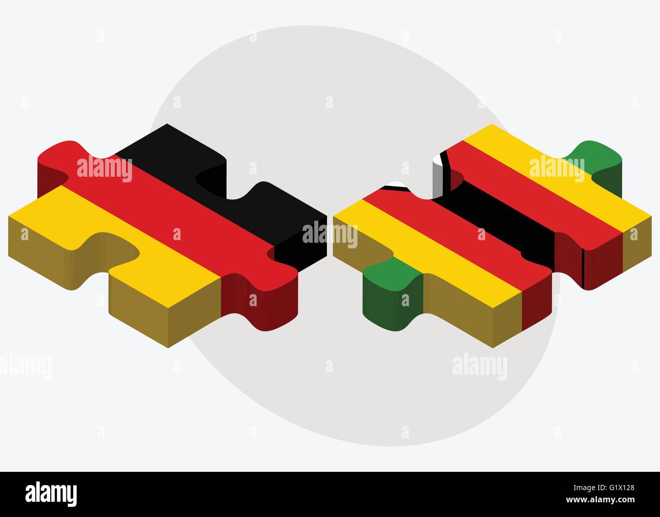 Germany and Zimbabwe Flags in puzzle isolated on white background Stock ...