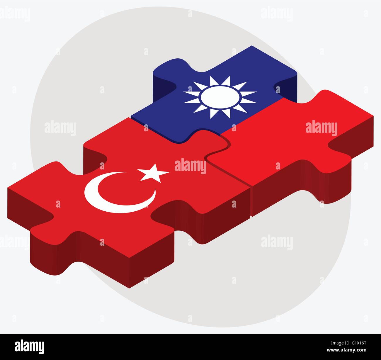 Turkey and Taiwan Flags in puzzle isolated on white background Stock ...