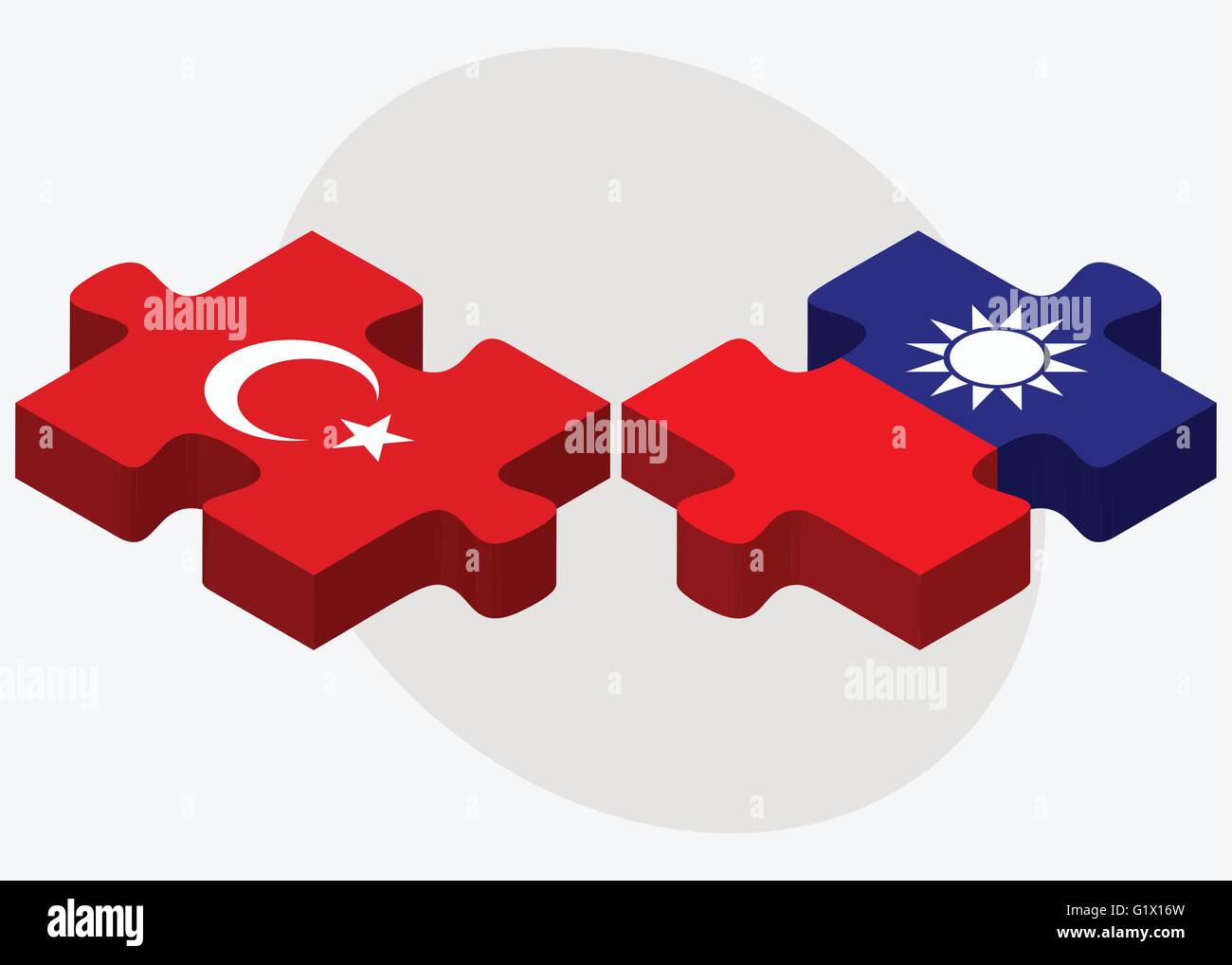 Turkey and Taiwan Flags in puzzle isolated on white background Stock ...