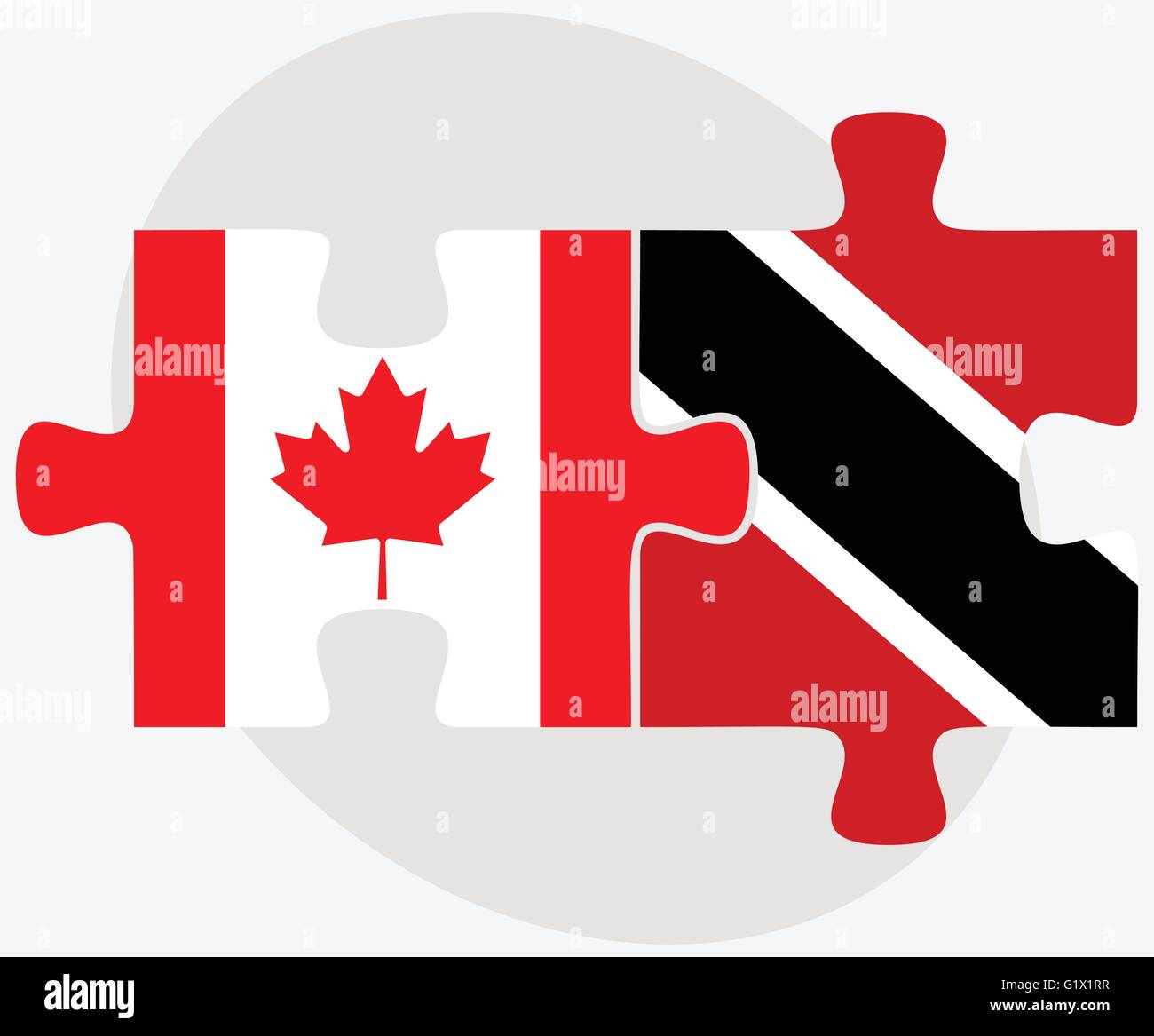 Canada and Trinidad and Tobago Flags in puzzle isolated on white background Stock Vector Image ...