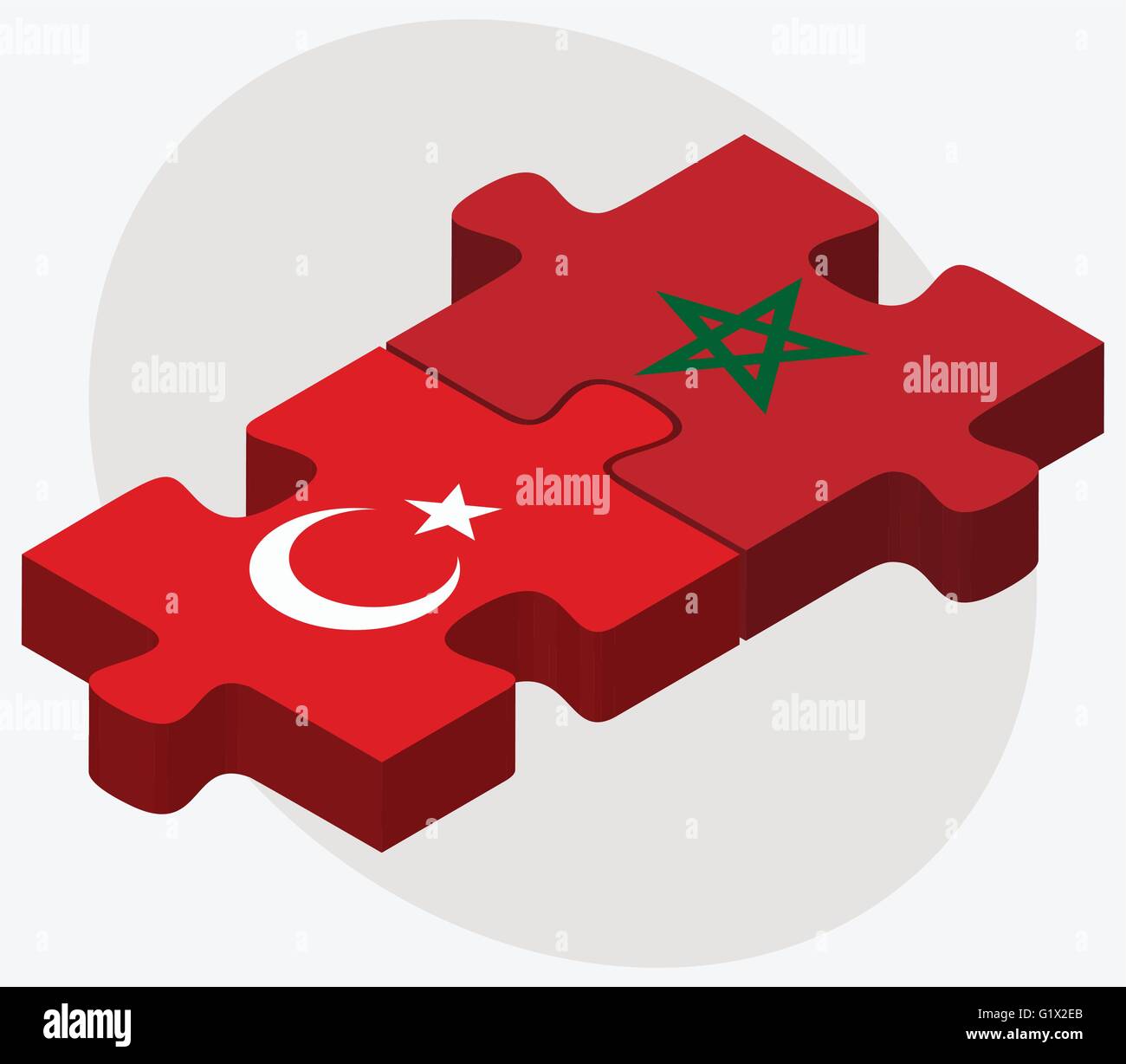 Turkey and Morocco Flags in puzzle isolated on white background Stock ...