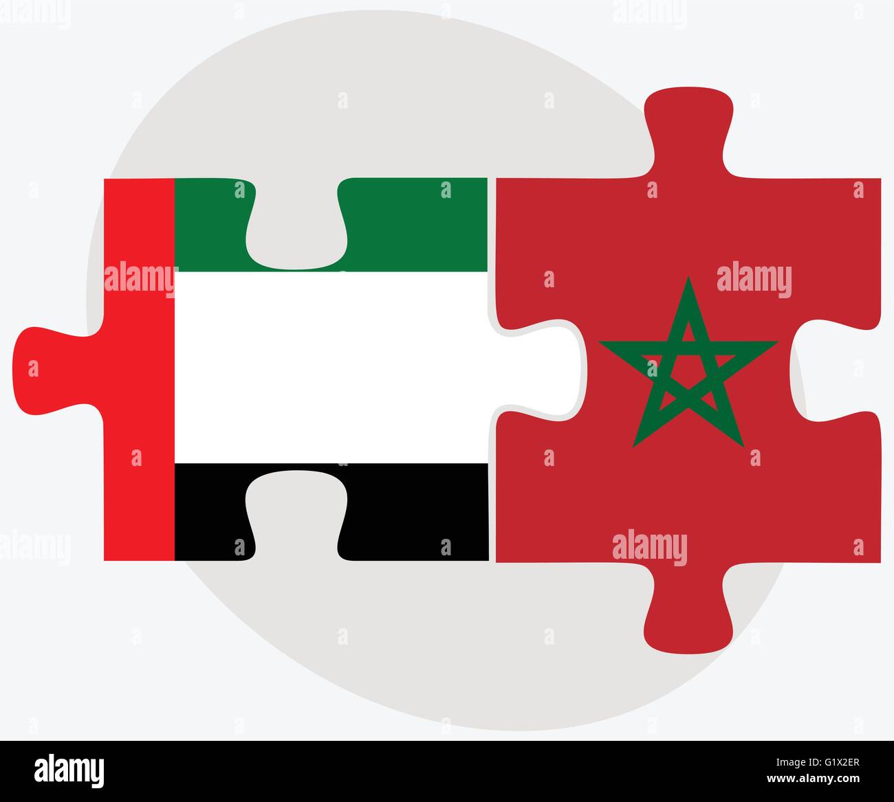United Arab Emirates and Morocco Flags in puzzle isolated on white ...