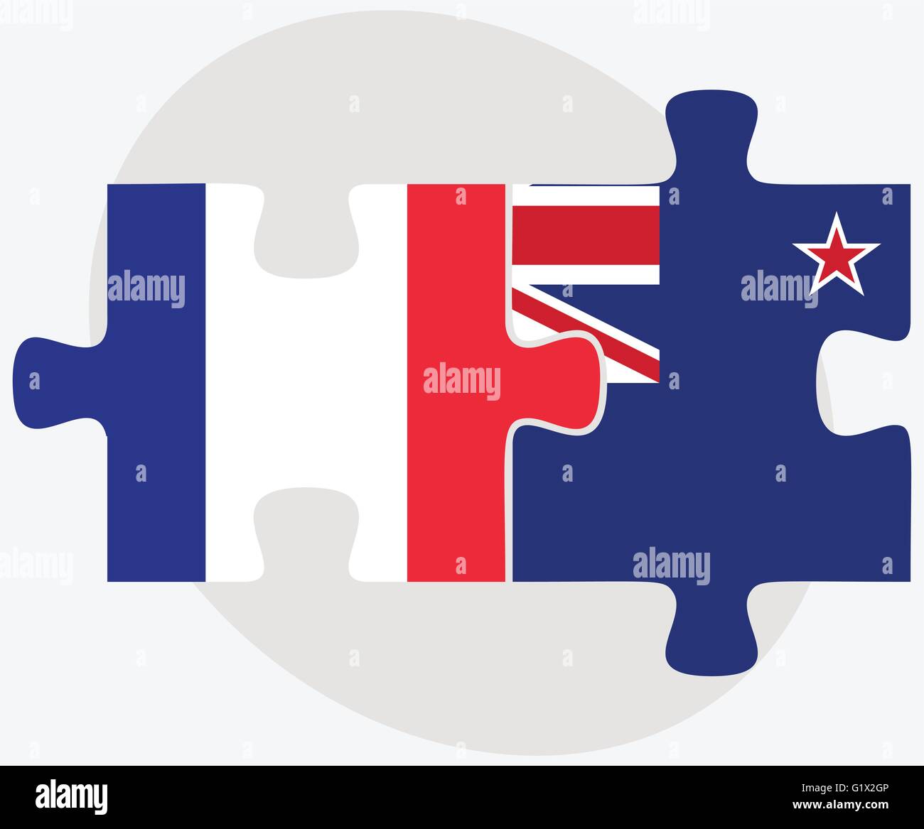 France and New Zealand Flags in puzzle isolated on white background ...