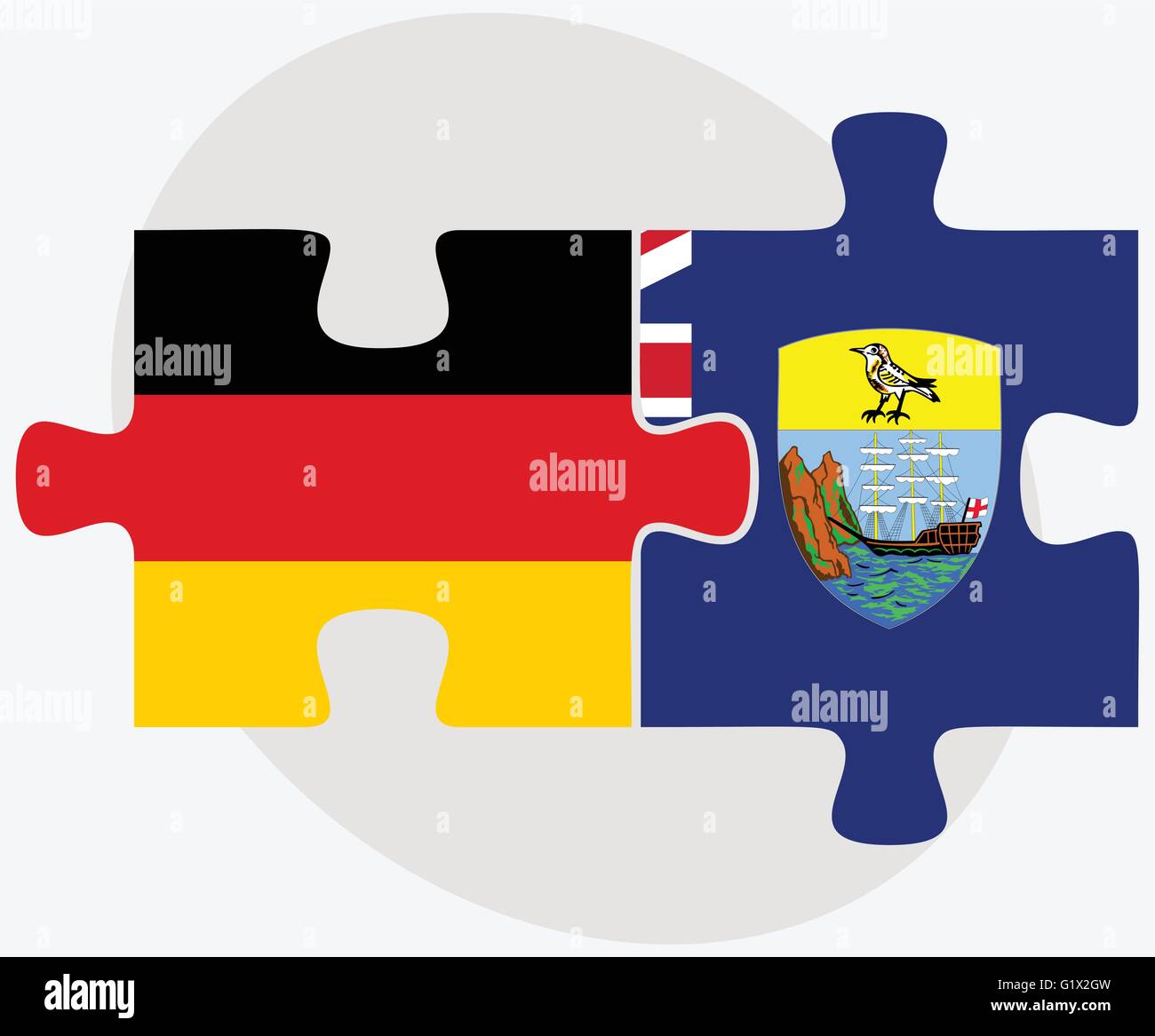 Germany and Saint Helena Flags in puzzle isolated on white background ...