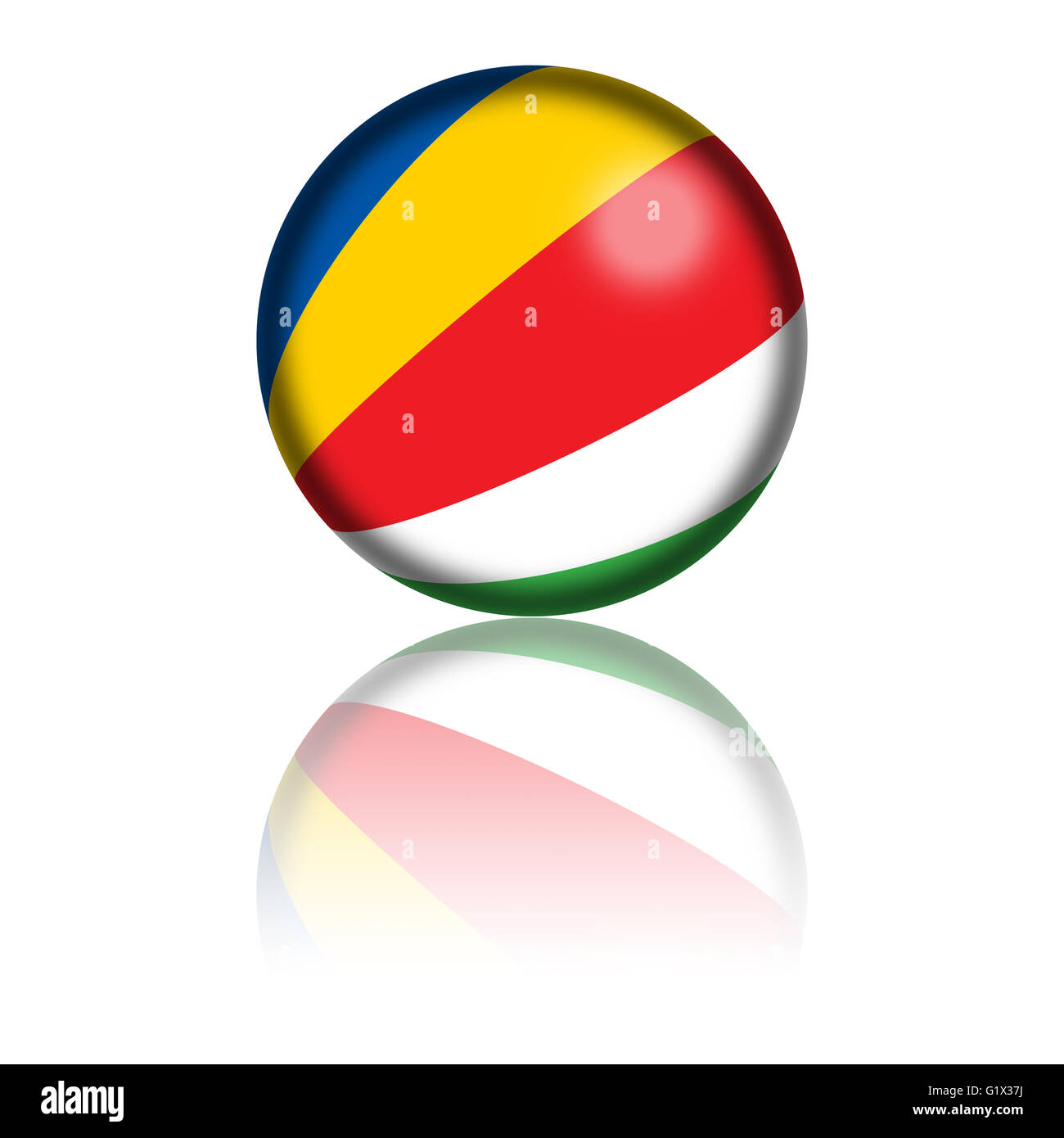 Sphere of Seychelles flag with reflection at bottom Stock Photo - Alamy