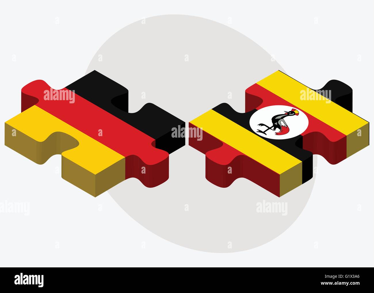 Germany and Uganda Flags in puzzle isolated on white background Stock ...