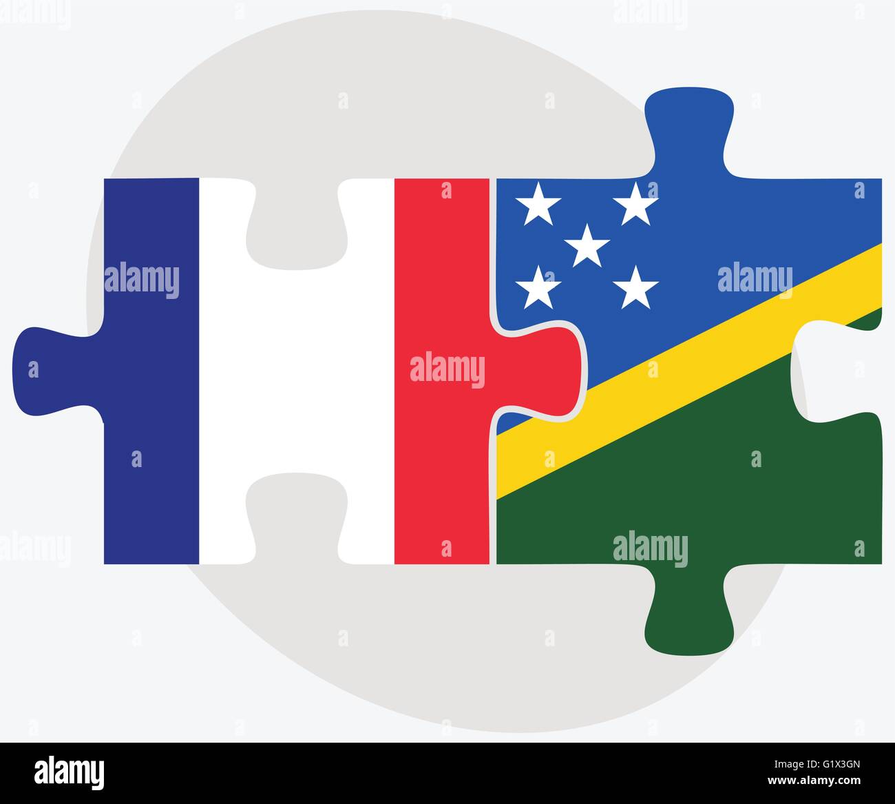 France and Solomon Islands Flags in puzzle isolated on white background ...