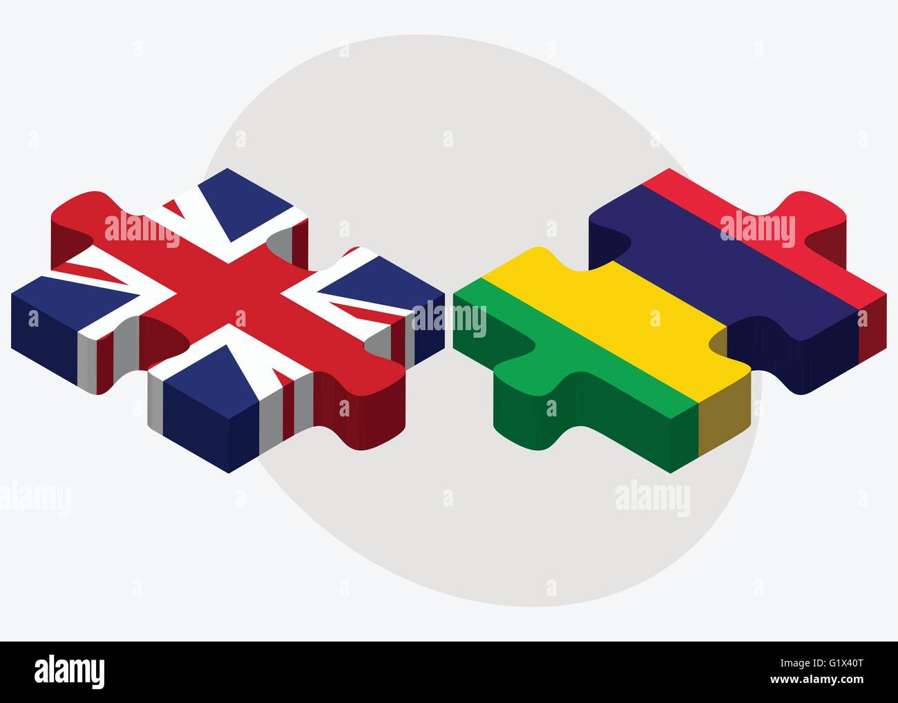United Kingdom and Mauritius Flags in puzzle isolated on white ...
