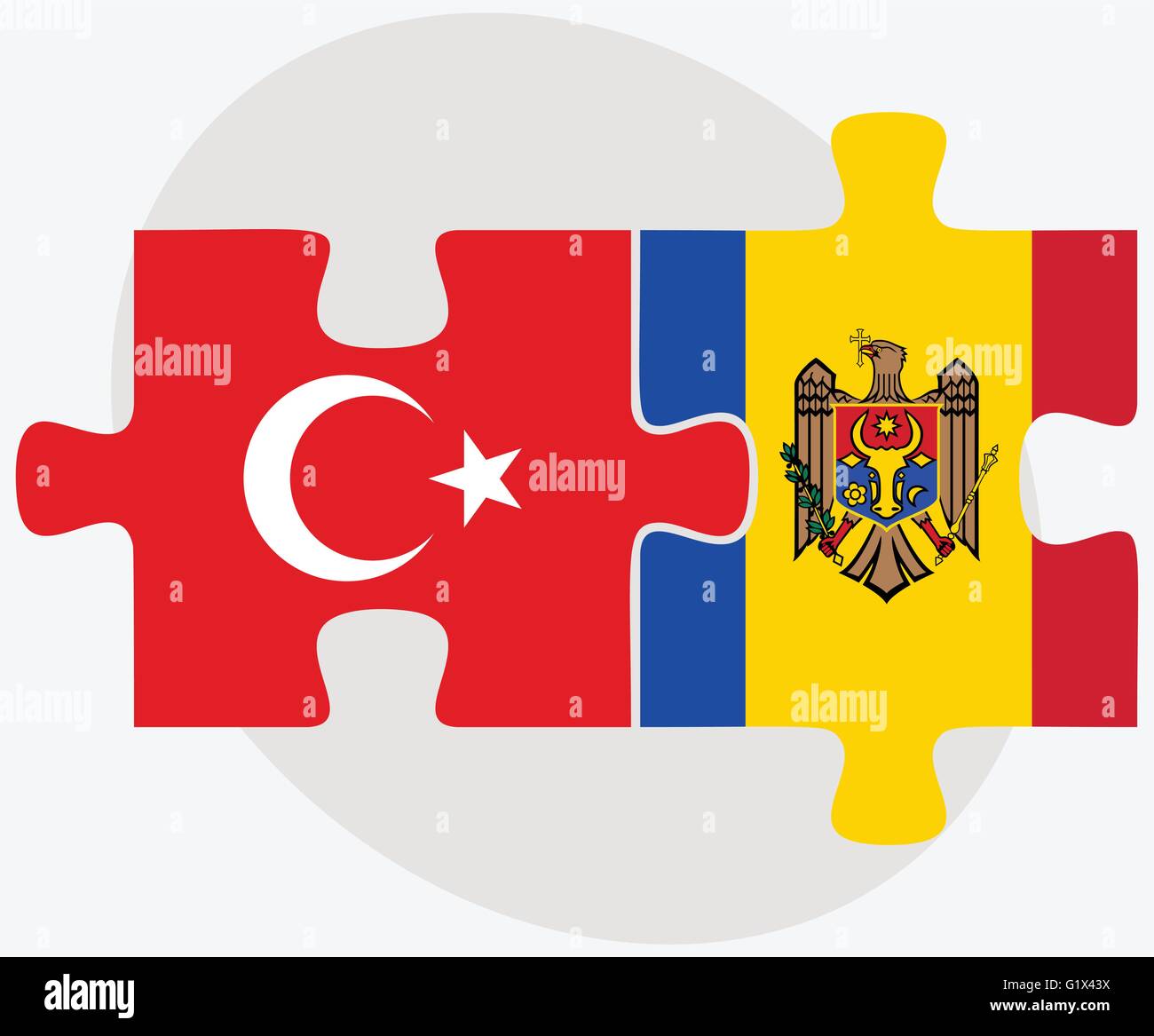 Turkey and Moldova Flags in puzzle isolated on white background Stock ...