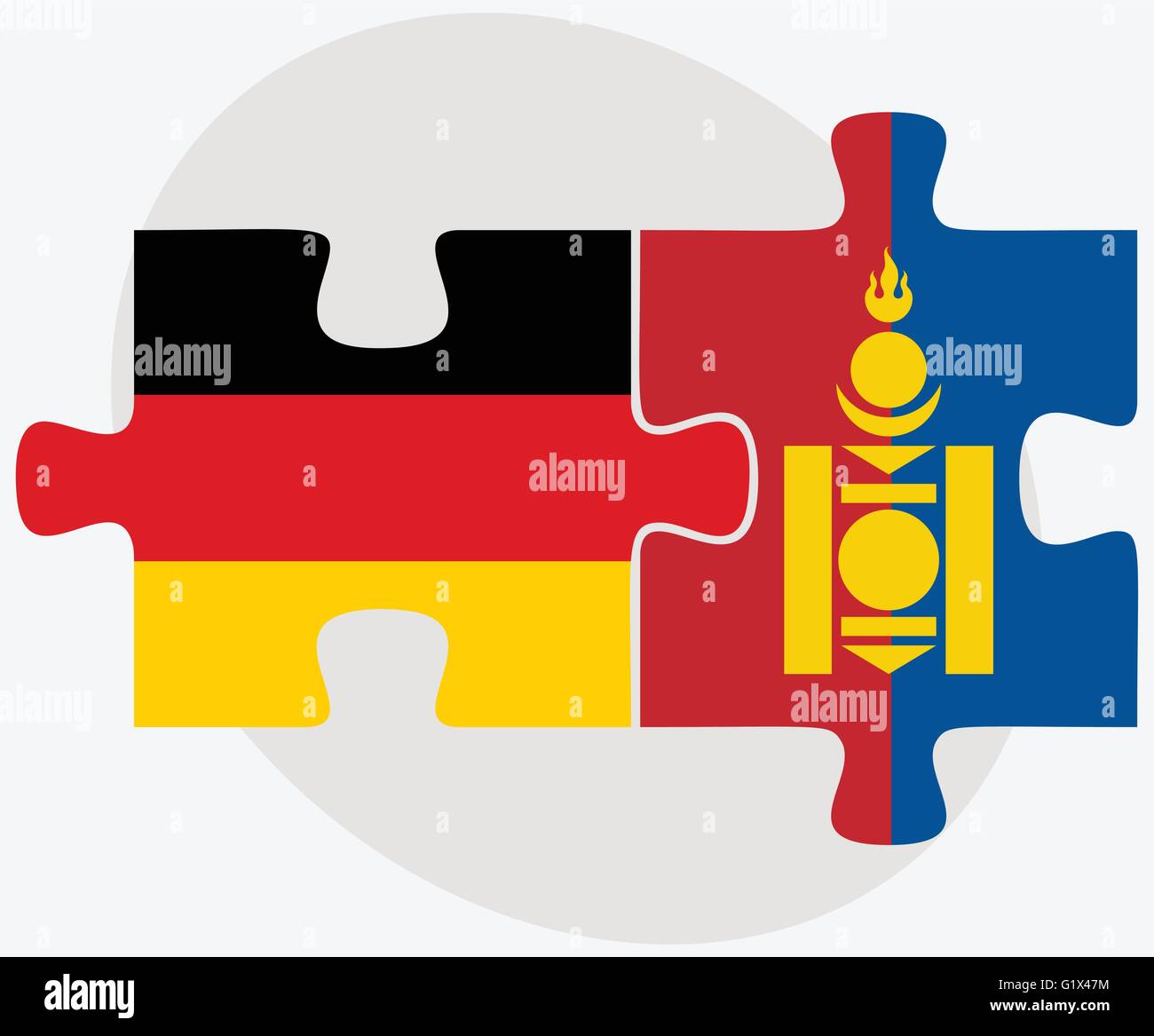 Germany and Mongolia Flags in puzzle isolated on white background Stock ...