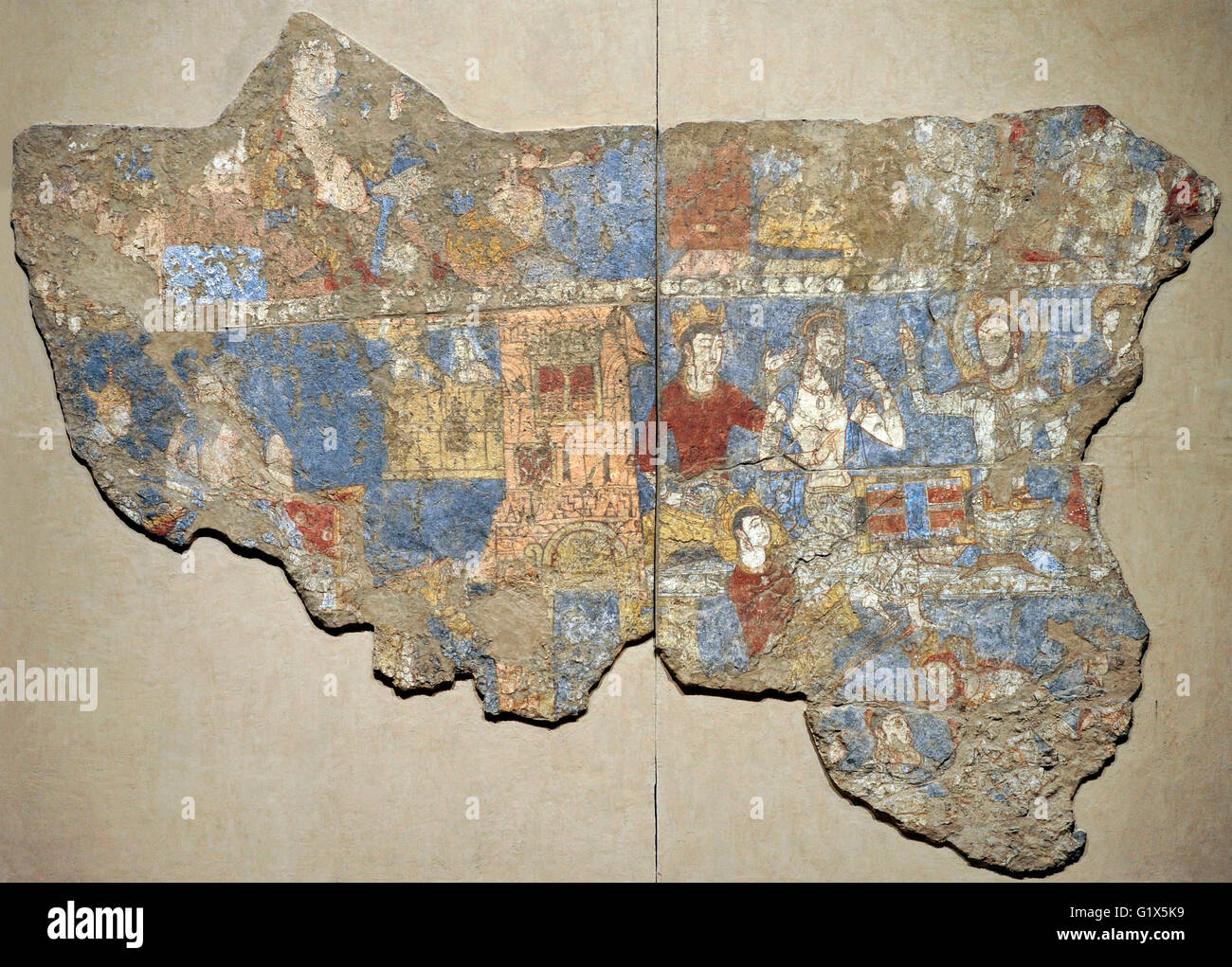 Sogdia. Pre-Islamic Central Asia. Wall painting. Gamblers. Wall ...