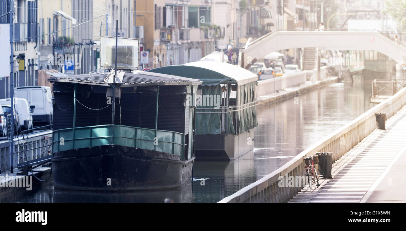 Old boats in Milan, Italy Stock Photo - Alamy