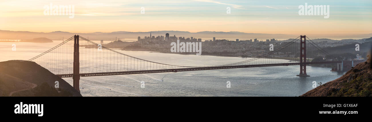 Golden Gate Bridge at Dawn, San Francisco, California, USA Stock Photo ...