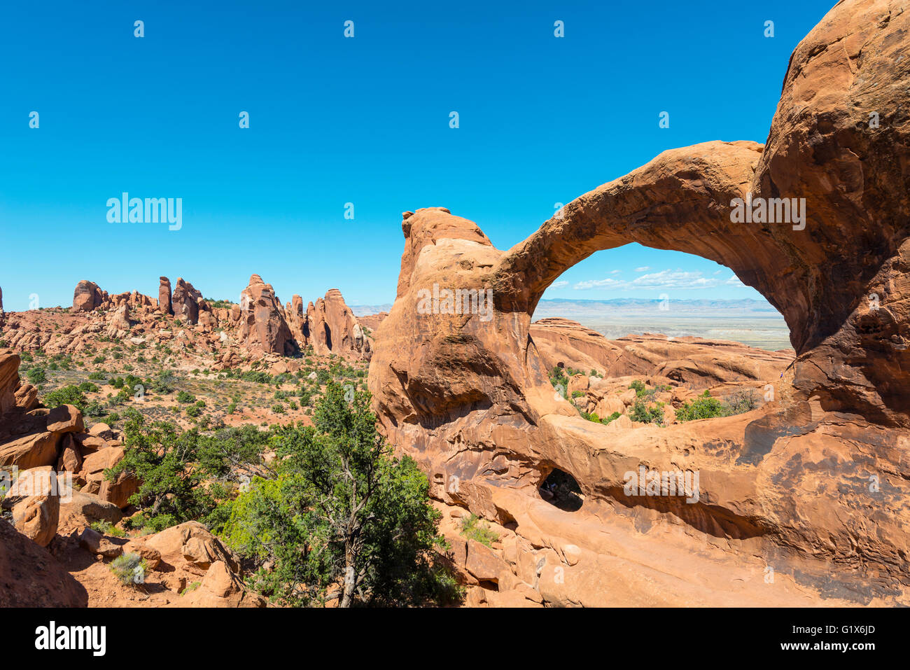 Natural Arch Double O Arch, Arches National Park, Moab, Utah, USA Stock ...