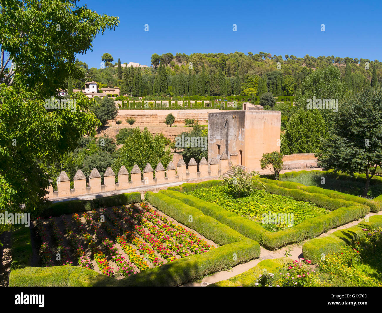 Gardens at the Alhambra, UNESCO World Heritage Site, Granada province ...