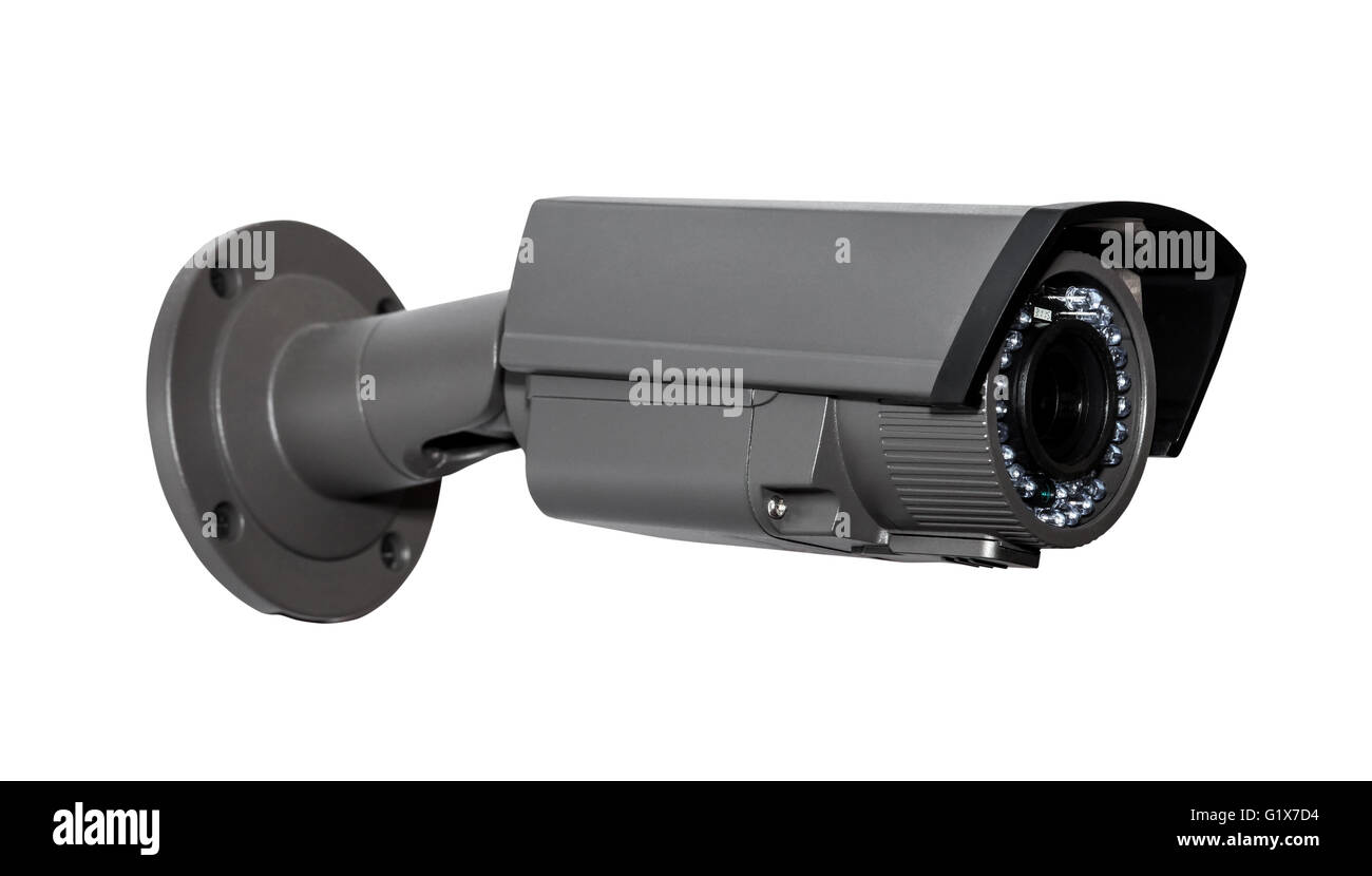 Black security camera isolated Stock Photo - Alamy
