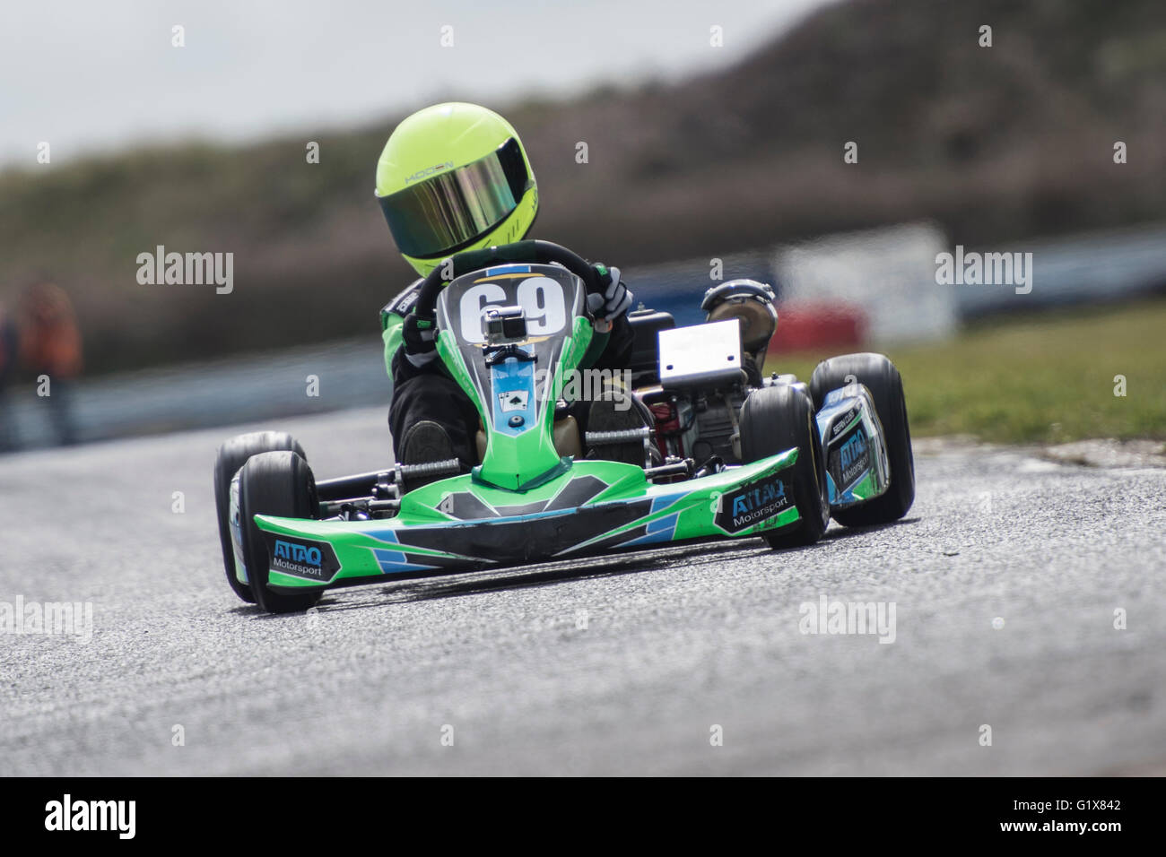 young racer at clay pigeon racing taking part in an MSA race Stock ...