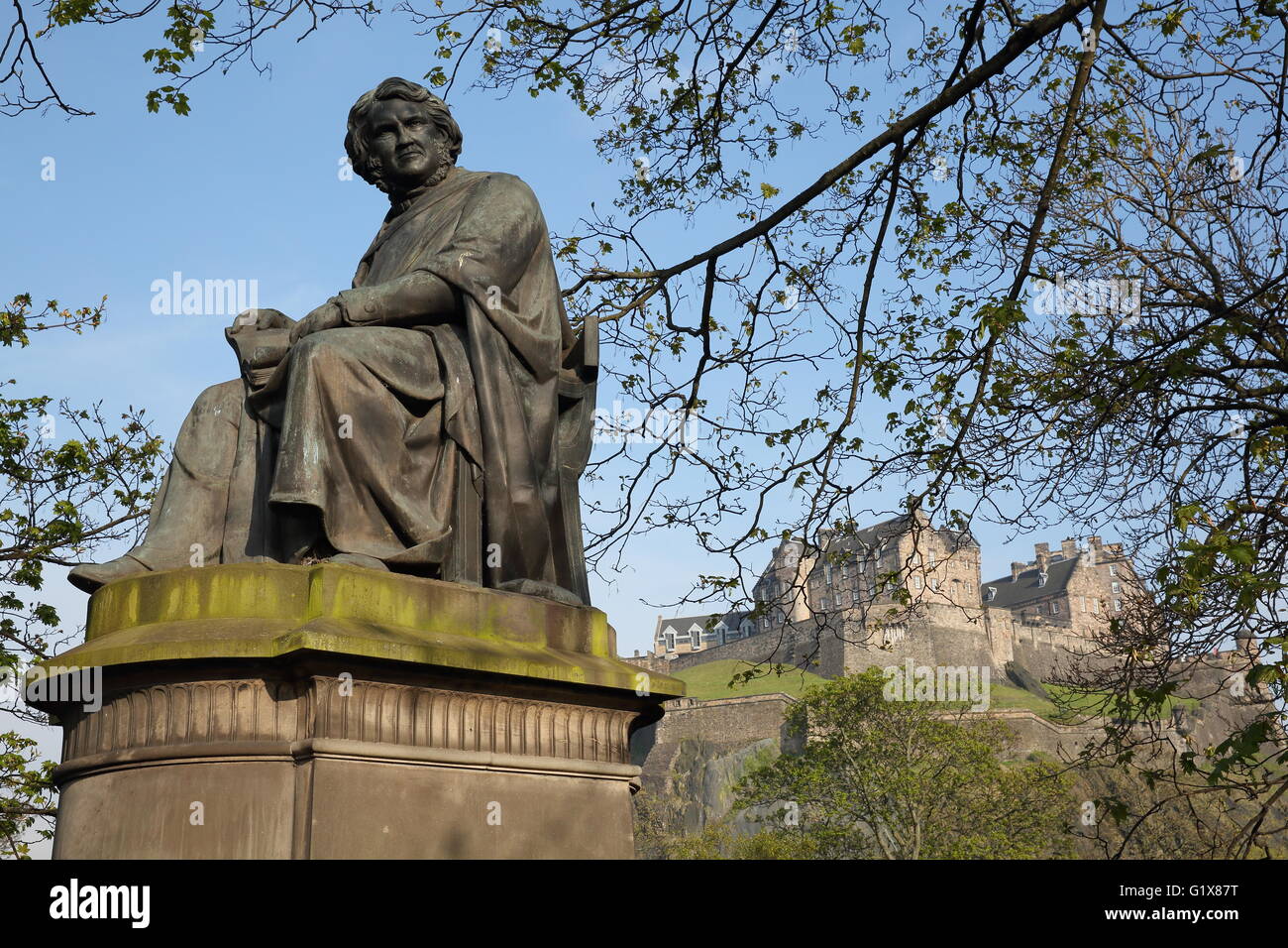 The Statue of James Young Simpson with the Edinburgh Castle in ...