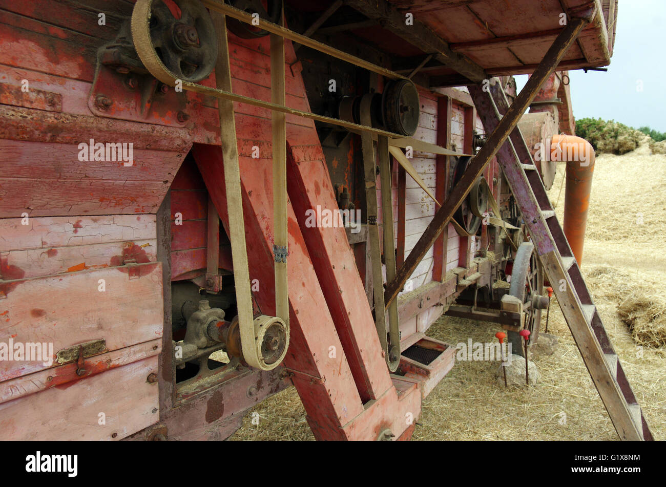 Traditional threshing in Sardinian farm Stock Photo - Alamy