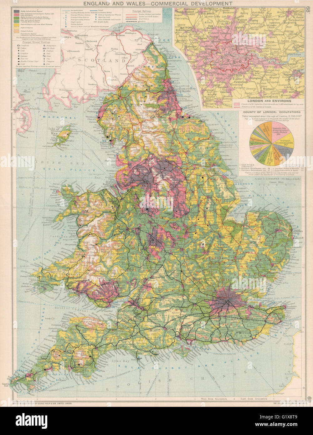 England & Wales. Commercial Development. Mineral & mining, 1925 vintage ...