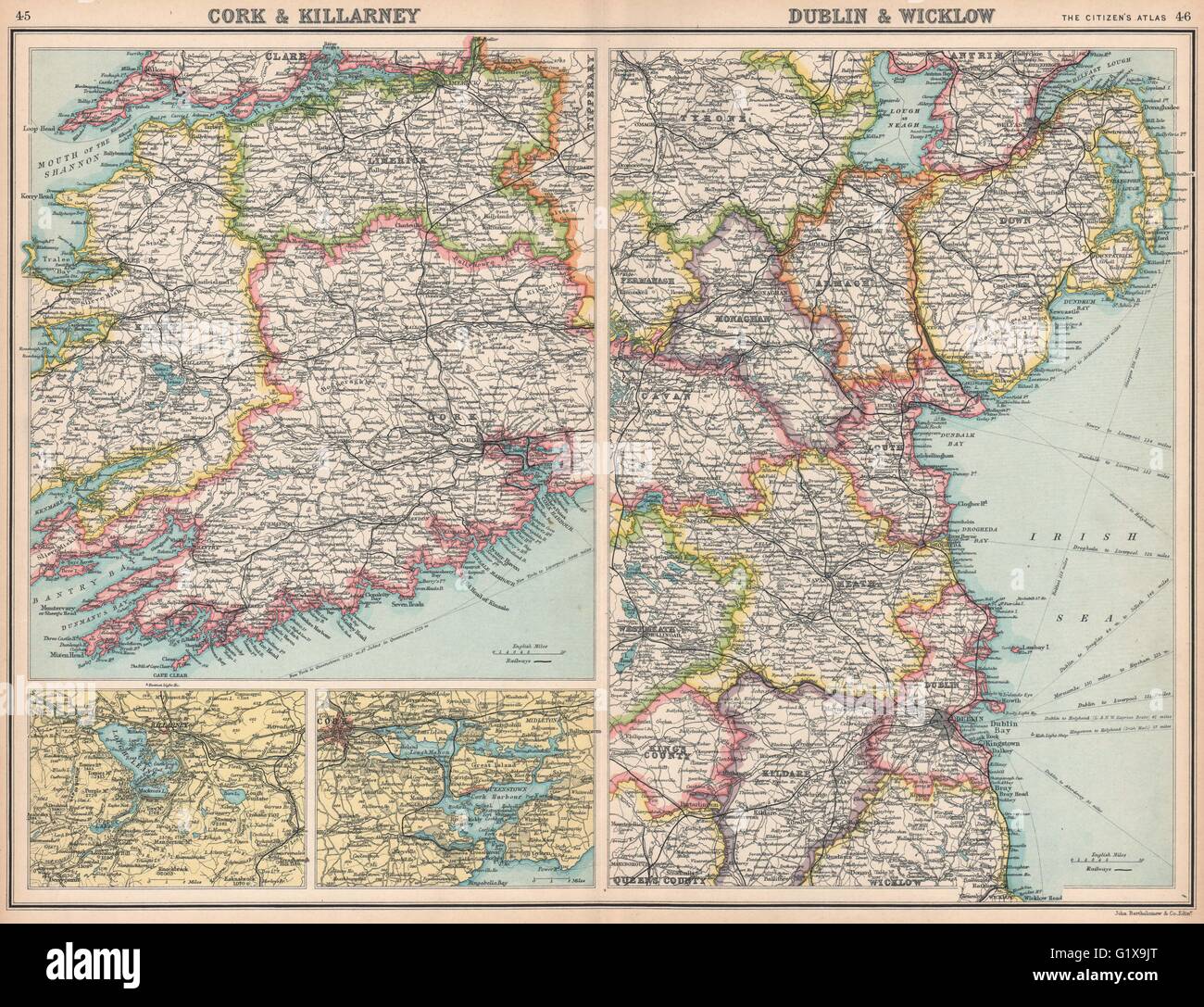 IRELAND.Cork & Killarney;Dublin & Wicklow.Kerry Limerick Kildare Offaly ...