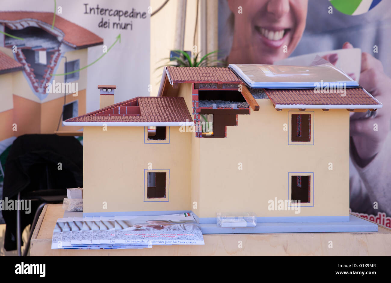 Model of detached house on white background Stock Photo - Alamy