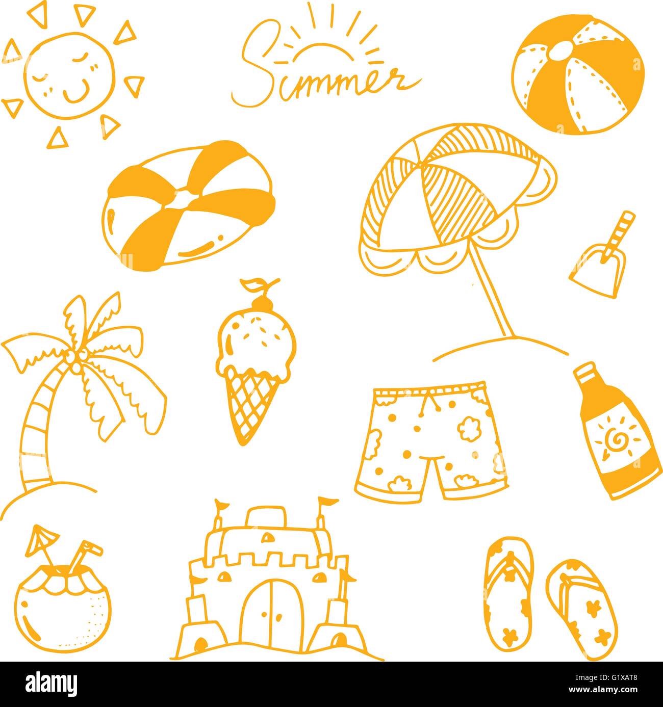 Hand draw summer doodle Stock Vector Image & Art - Alamy