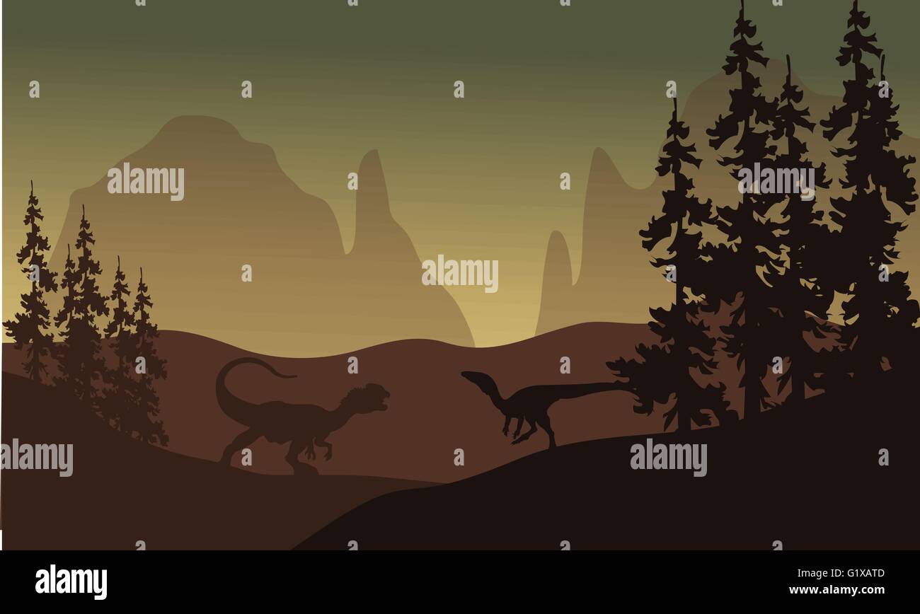 Silhouette of allosaurus and Eoraptor Stock Vector Image & Art - Alamy