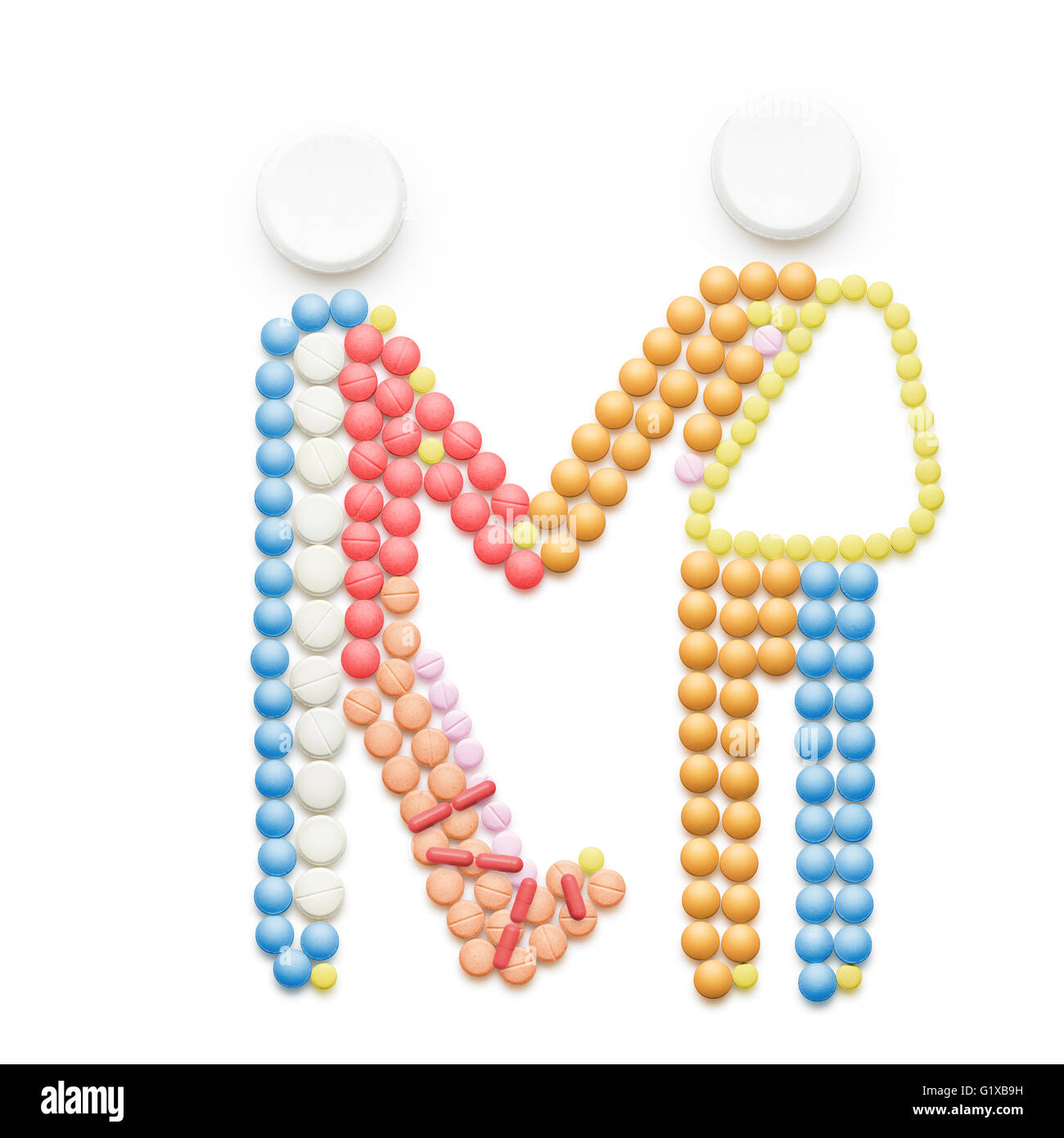 Creative medicine and healthcare concept made of drugs and pills, two ...