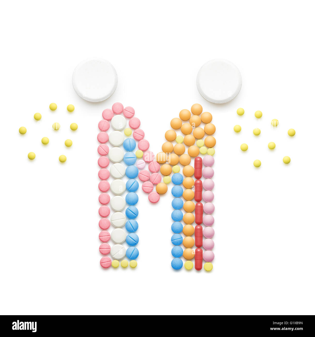 Creative health concept made of drugs and pills, isolated on white. Two ...