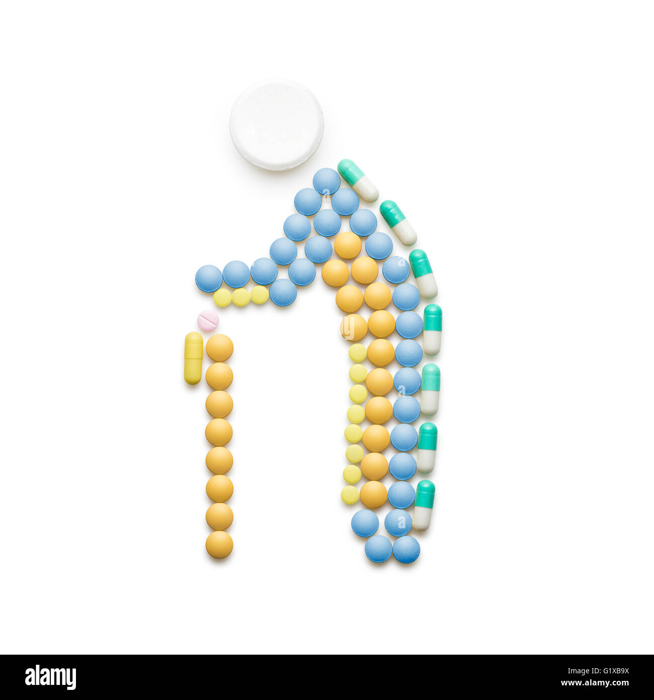 Creative medicine and healthcare concept made of drugs and pills, old ...