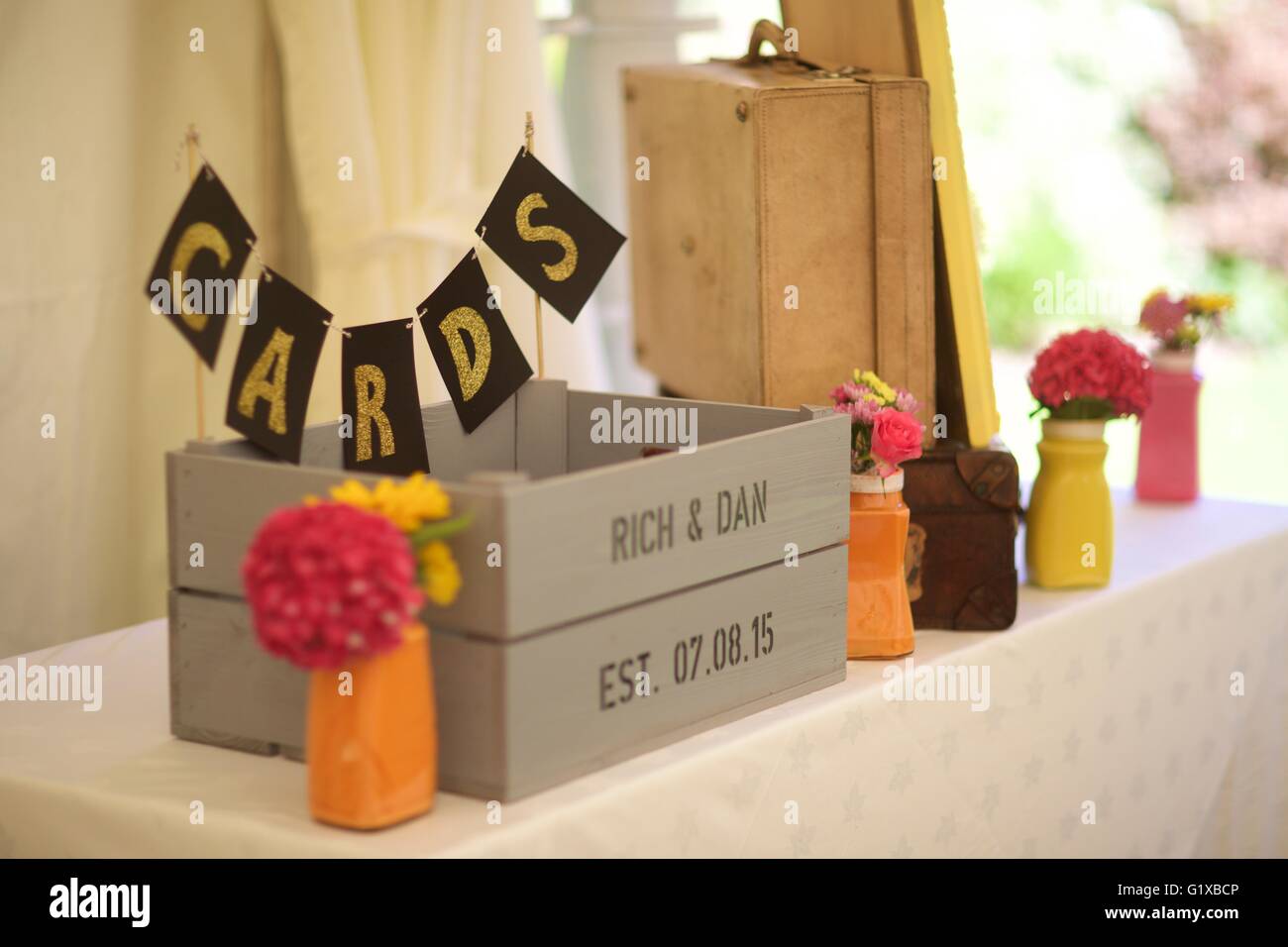 Wedding Cards box on display during wedding reception Stock Photo - Alamy