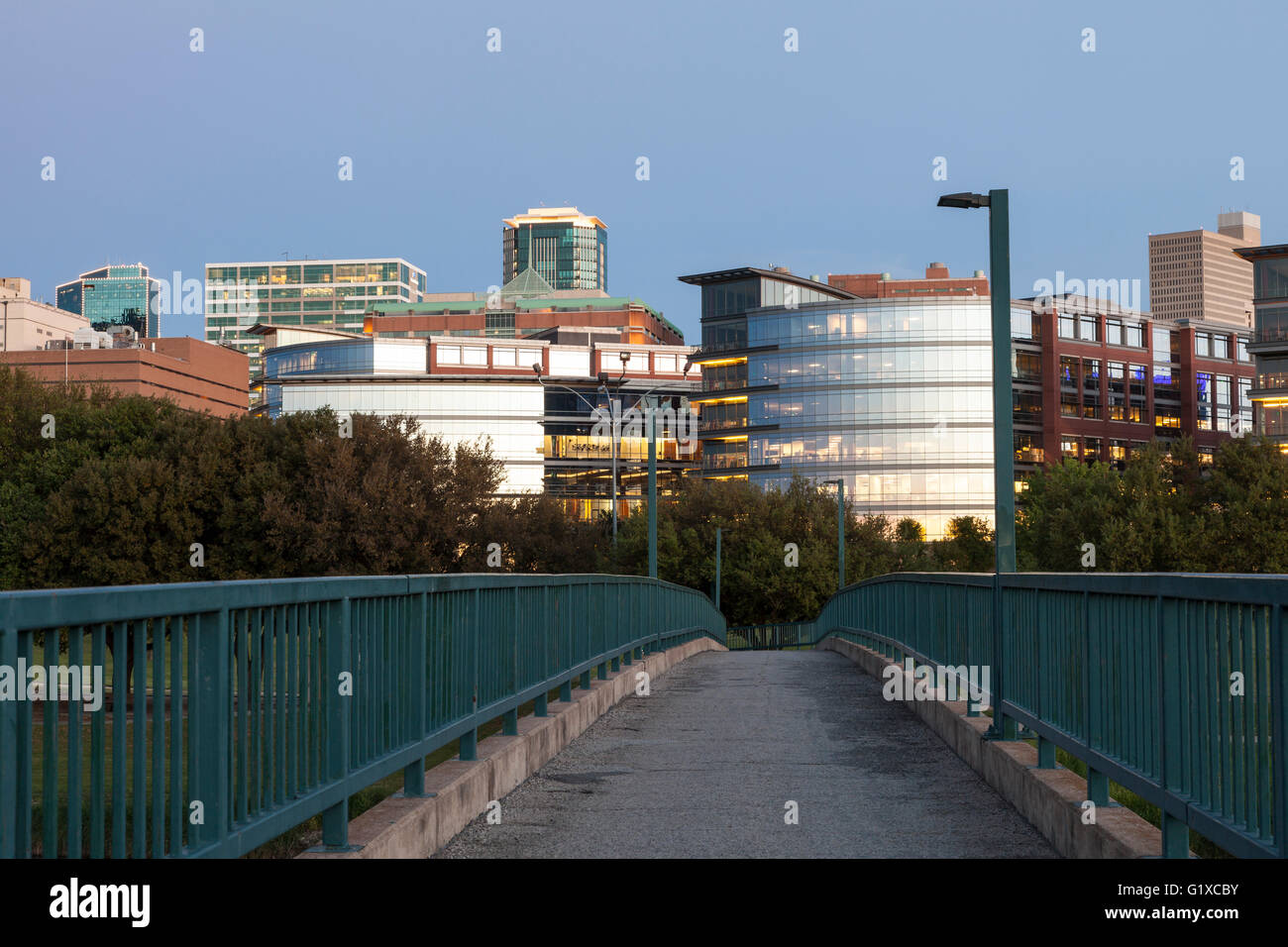 Trinity River Campus of the Tarrant County College at dusk. Texas, USA ...