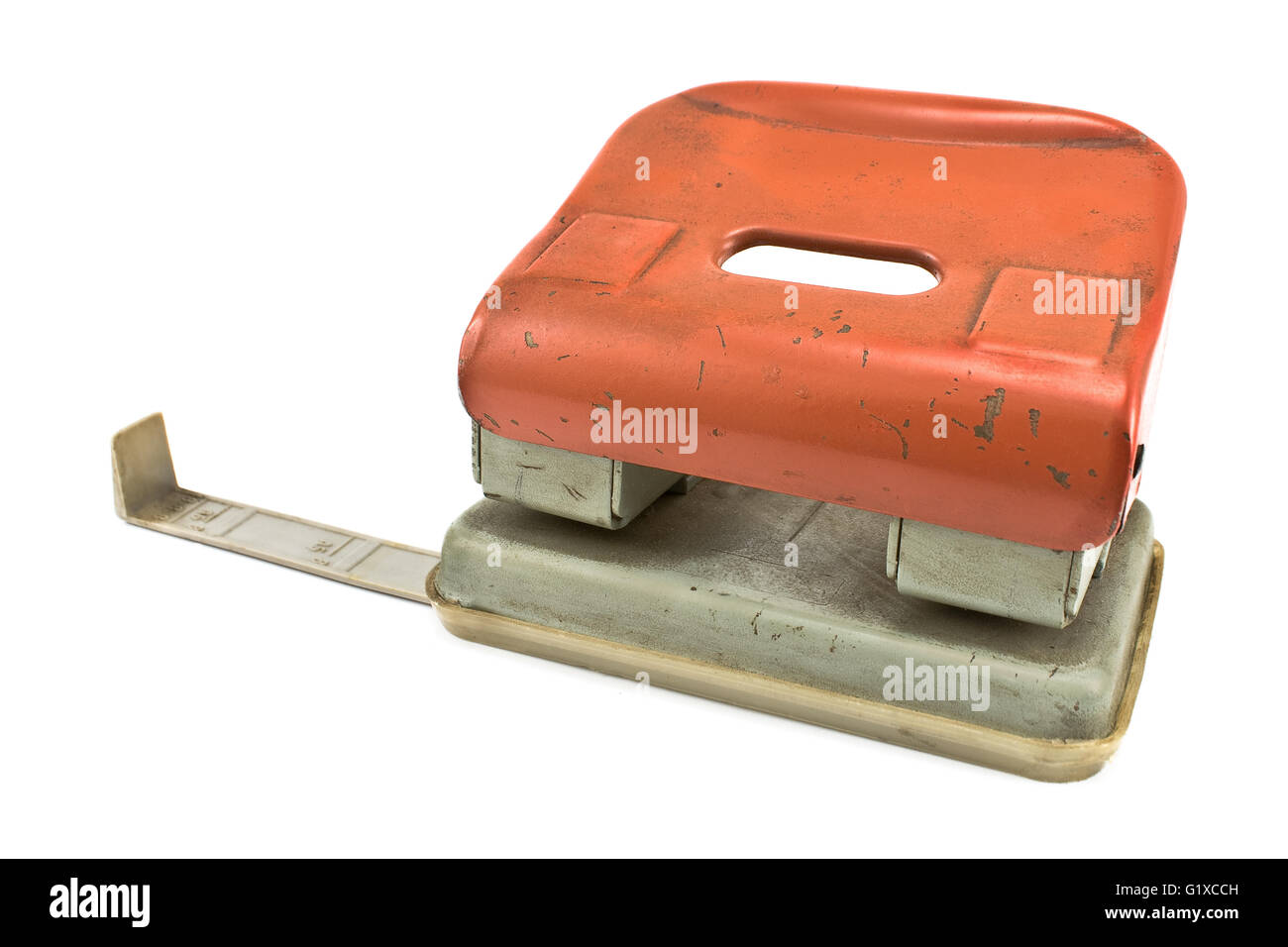 Old office paper hole puncher isolated on white Stock Photo - Alamy