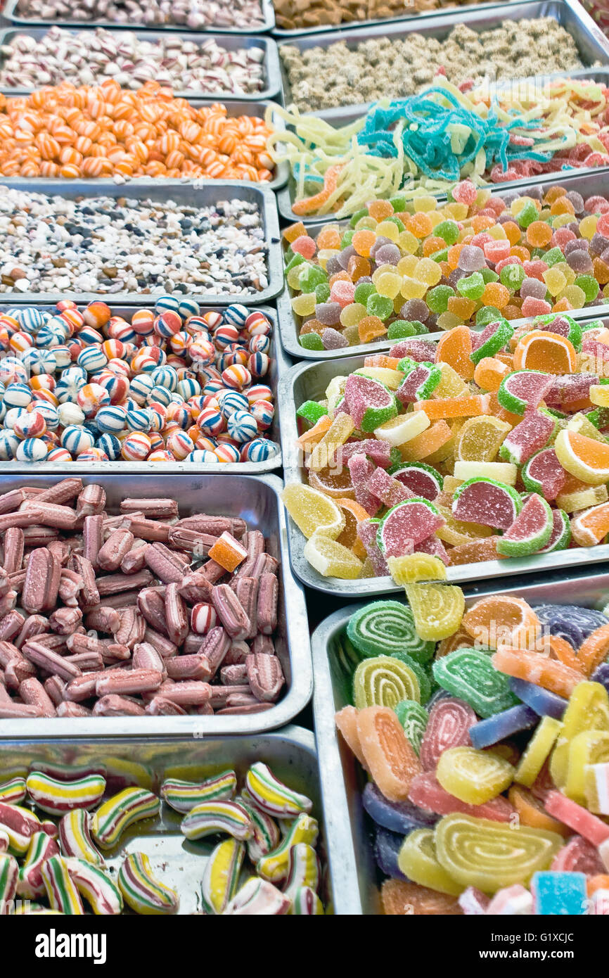 Assortment of various jelly candies as background Stock Photo - Alamy