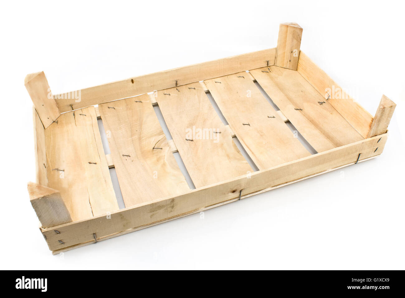 Empty wooden crate isolated on white Stock Photo - Alamy