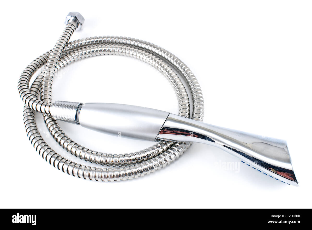 Shower with a hose isolated on white Stock Photo - Alamy
