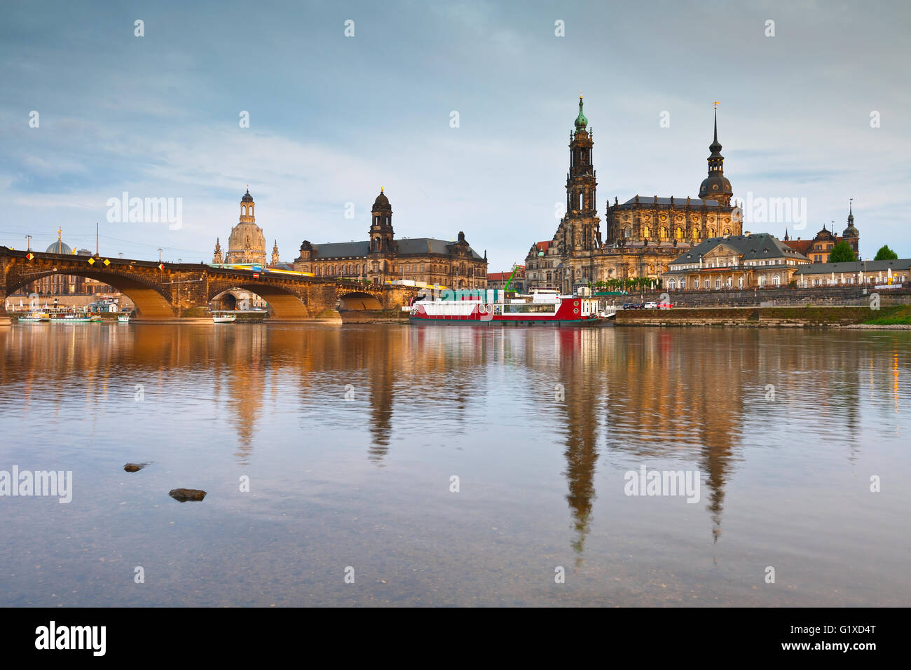 View of the old town of Dresden over river Elbe, Germany Stock Photo ...