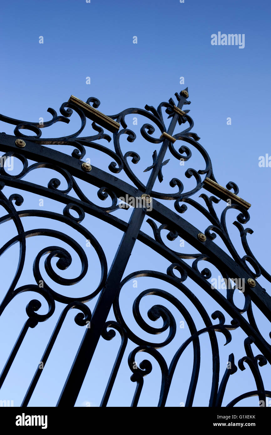 Stylish wrought iron gate of a French park Stock Photo - Alamy