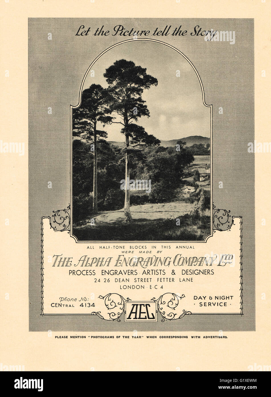 1936 Advert for The Alpha Engraving Company Stock Photo - Alamy