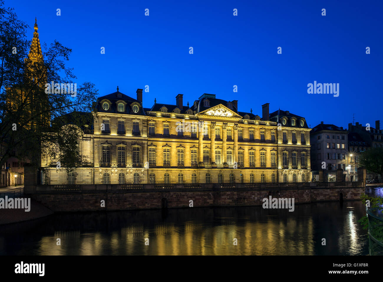 "Palais Rohan" Rohan Palace at night, Strasbourg, Alsace, France Stock ...