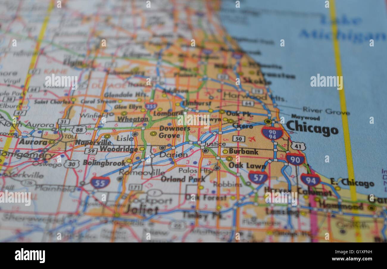 Chicago map hi-res stock photography and images - Alamy