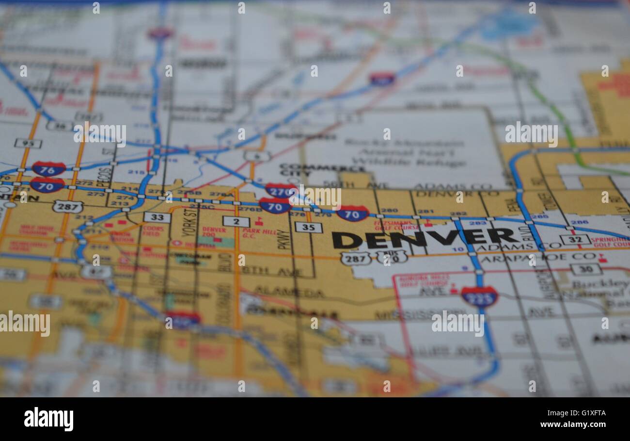 Denver map hi-res stock photography and images - Alamy