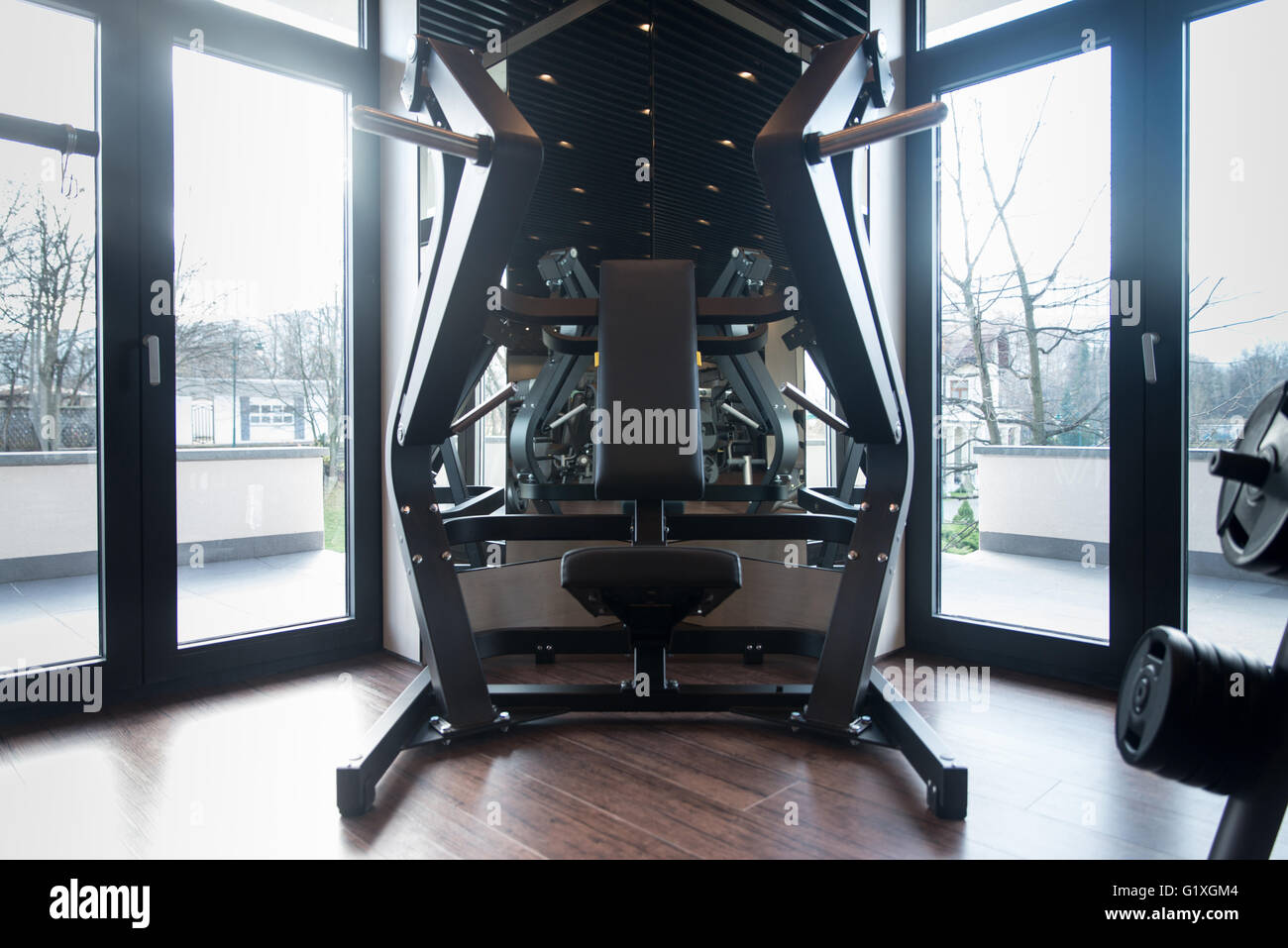 Equipment And Machines At The Modern Gym Room Fitness Center Stock ...