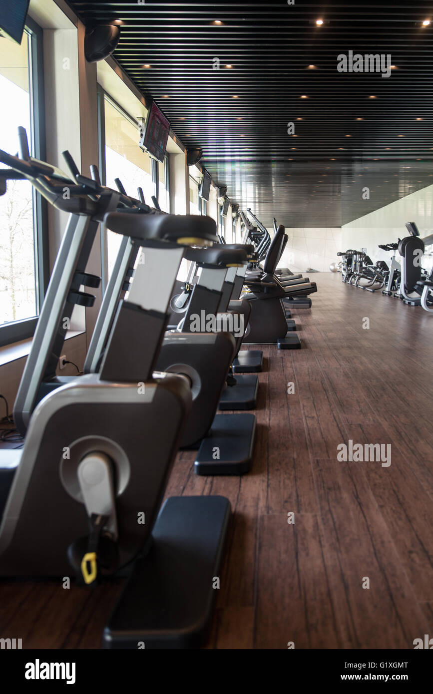 Equipment And Machines At The Modern Gym Room Fitness Center Stock ...