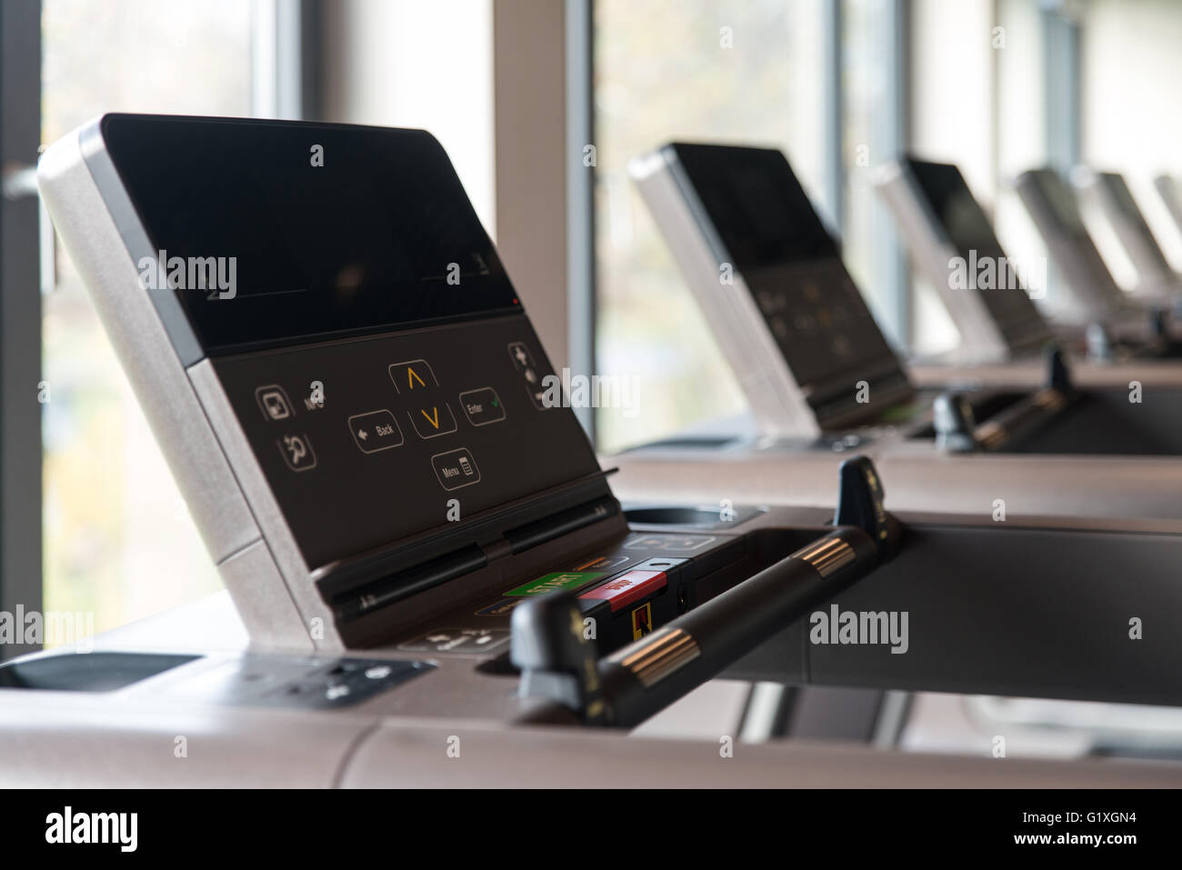 Equipment And Machines At The Modern Gym Room Fitness Center Stock ...