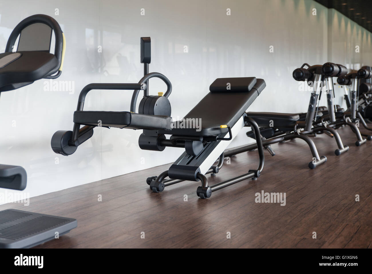 Equipment And Machines At The Modern Gym Room Fitness Center Stock ...